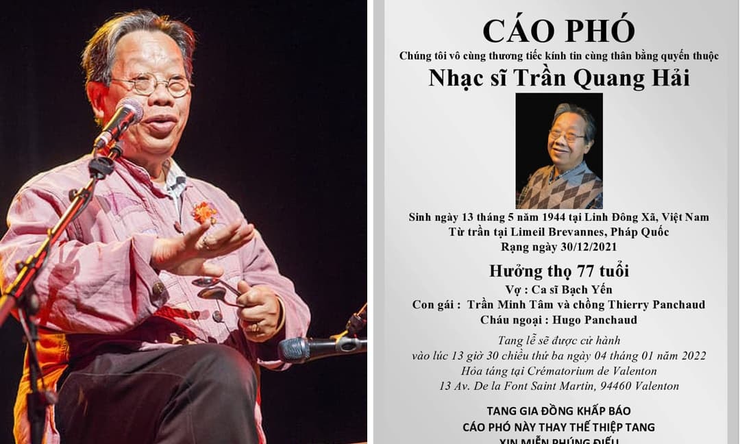Thông tin tang lễ của Giáo sư âm nhạc Trần Quang Khải - chồng danh ca ...
