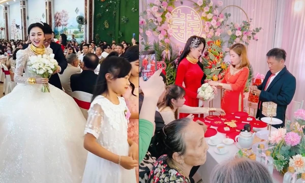 Hai cô dâu 'số hưởng' gây bão mạng xã hội gần đây: Vàng đeo trĩu cổ ...