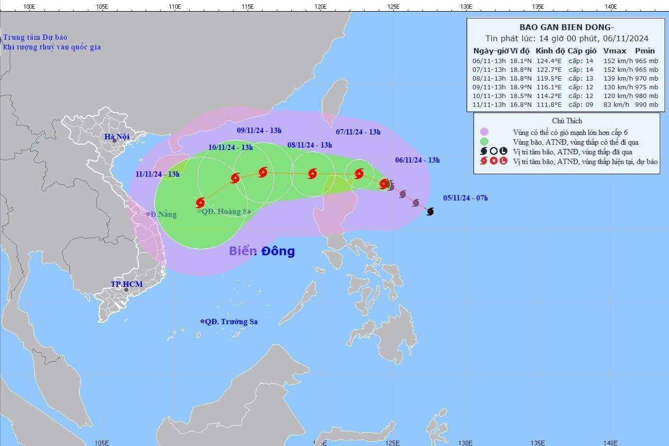 Bão Yinxing đang tiến vào biển Đông, dự kiến sức gió giật cấp 16