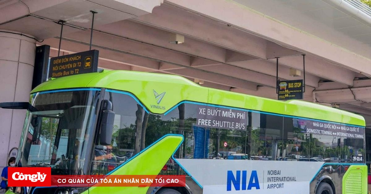 Xe bus điện vận hành phục vụ khách nối chuyến tại sân bay Nội Bài từ 1/7