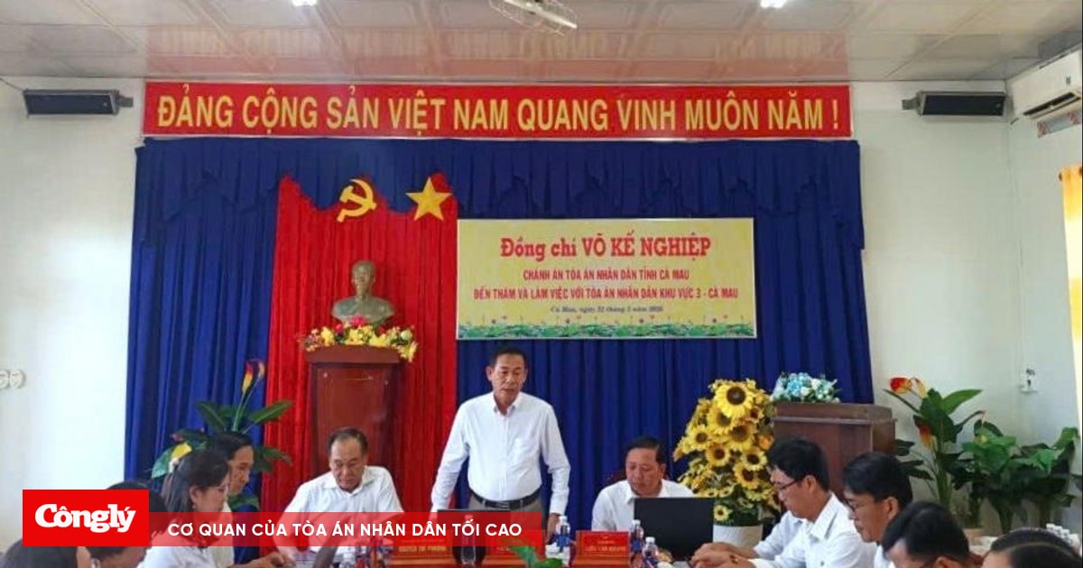 Chánh án TAND tỉnh Cà Mau làm việc với TAND khu vực 3